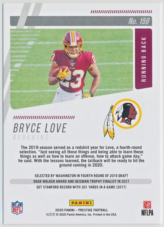 2020 Panini Prestige Football - Bryce Love - Washington Redskins - Base ...