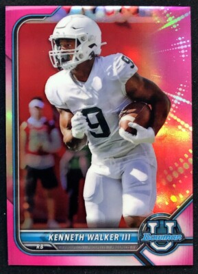 KENNETH WALKER 111 2022 1ST BOWMAN TOPPS "PINK" REFRACTOR ROOKIE CARD ...