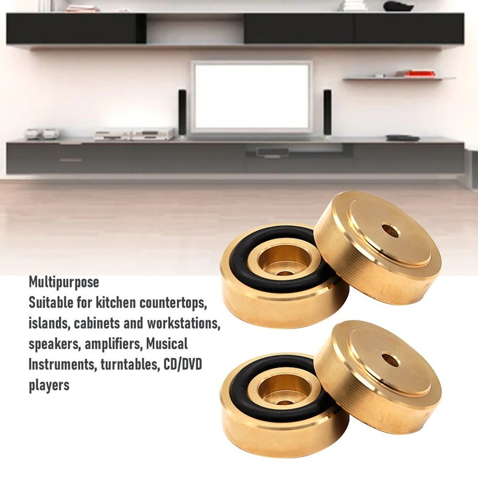 4 Pack Brass Gold Board Feet with Non Slip Pads for Chopping and ...