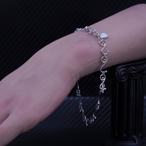 9.5”, Silpada A0823 Sterling Silver 925 Heart Swirling Link Chain ...