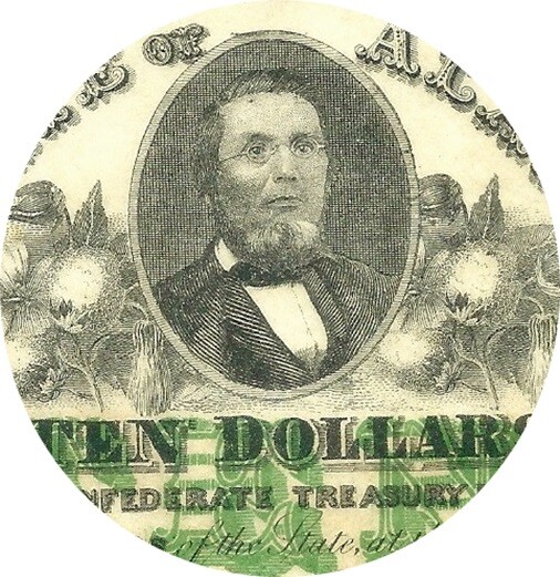 1864 STATE OF ALABAMA $10 CIVIL WAR ~ COTTON & GOV. ~ CHOICE CRISP ...