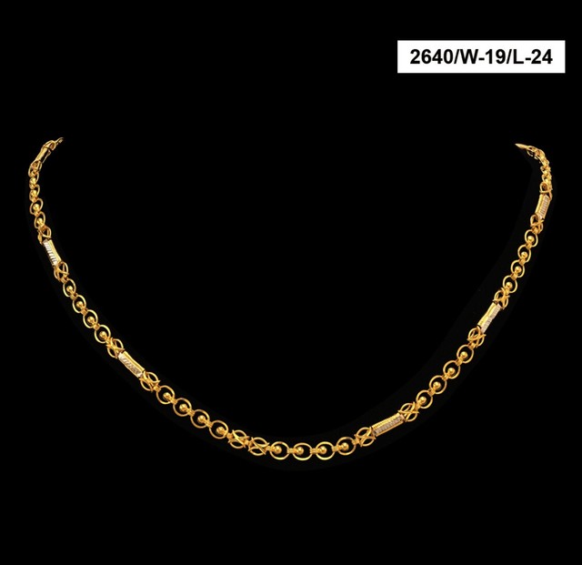 22 Kt Hallmark Real Solid Yellow Gold Designer Dubai Necklace Chain 32 ...