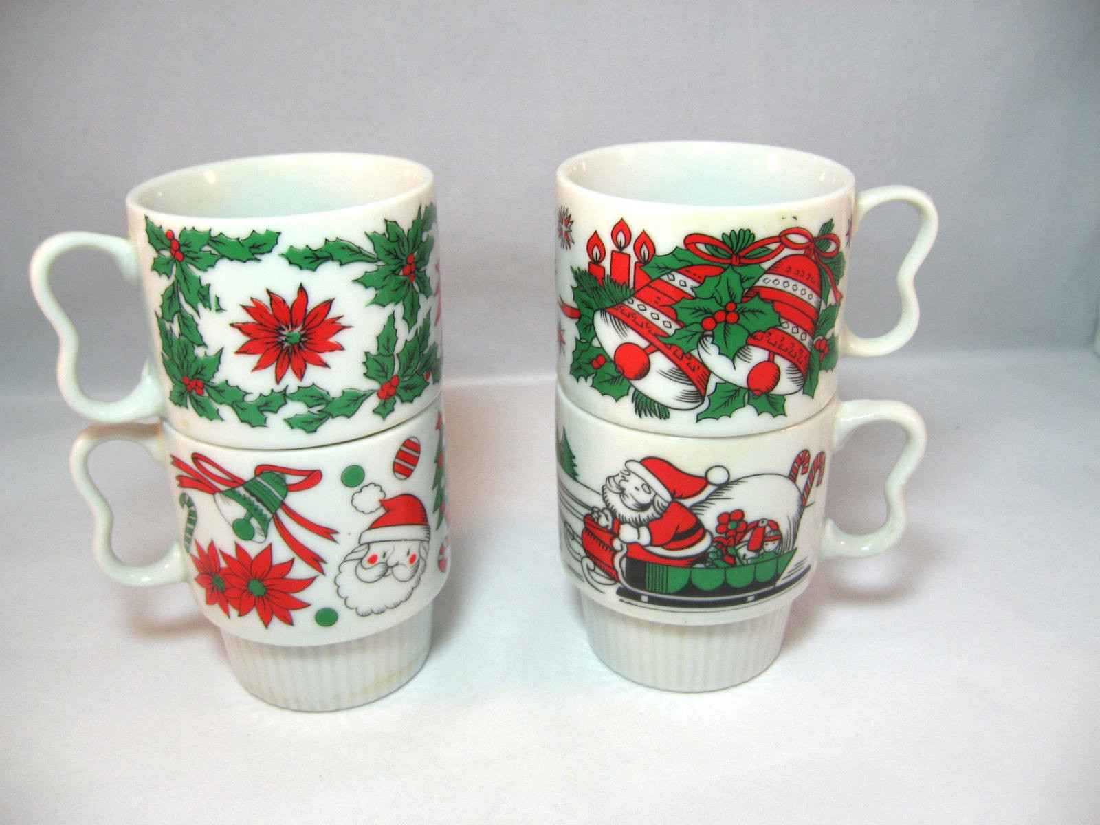 Christmas Holiday Stacking Mugs Set of 4 SY Japan Cups Coffee | eBay