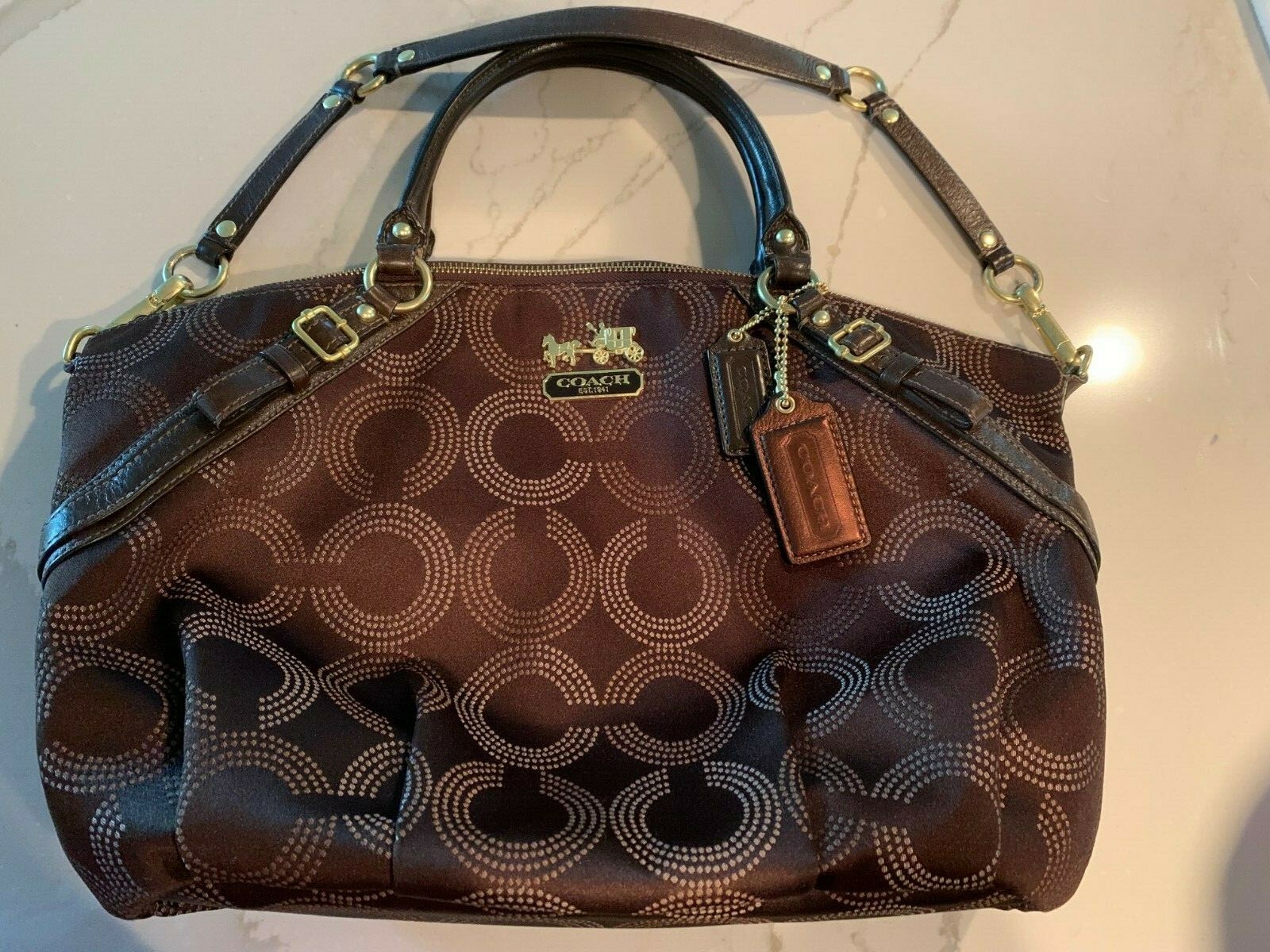 COACH MADISON DOTTED OP ART LARGE SOPHIA SATCHEL BAG … - Gem