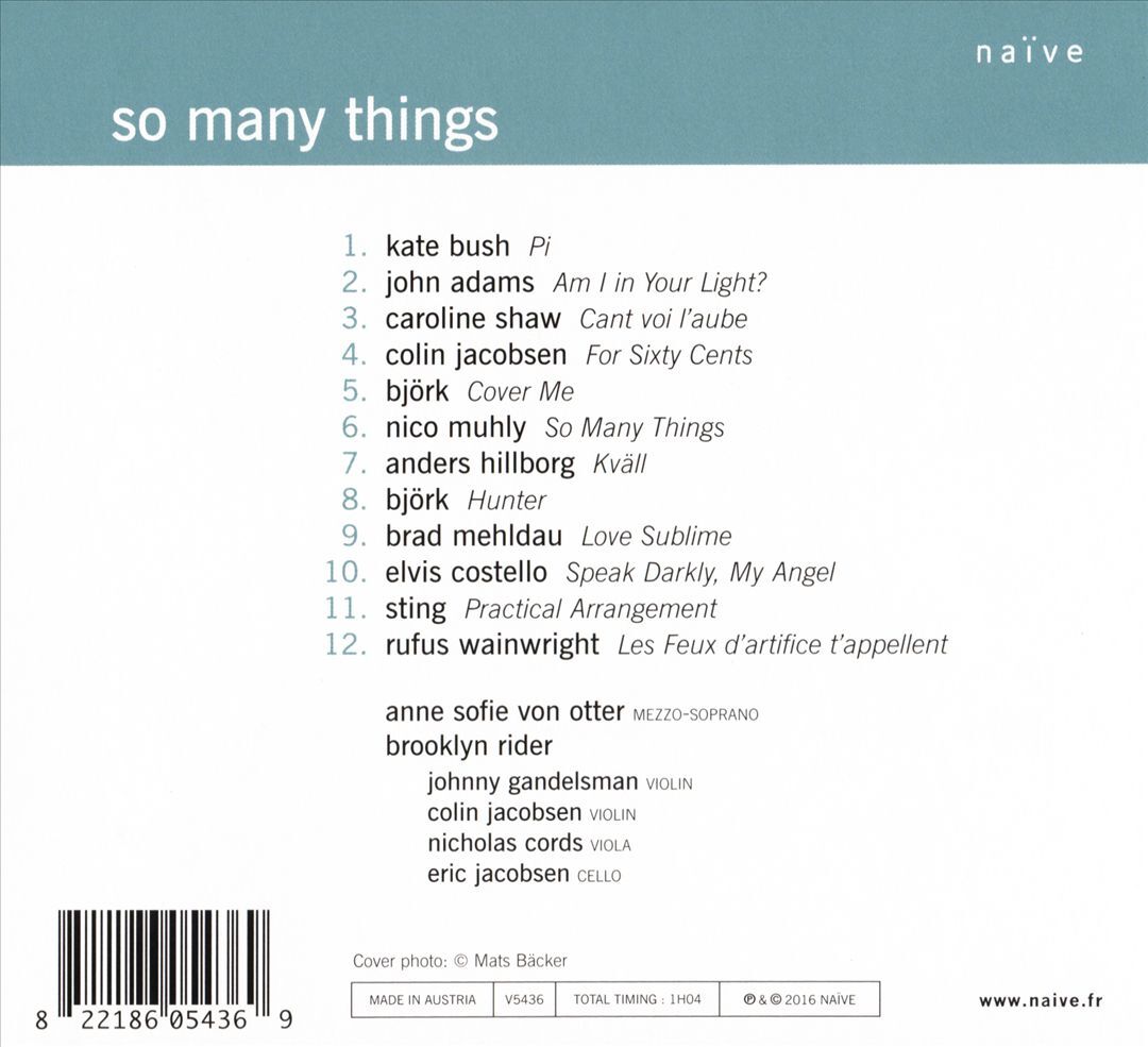 ANNE SOFIE VON OTTER/BROOKLYN RIDER SO MANY THINGS NEW CD 822186054369 ...
