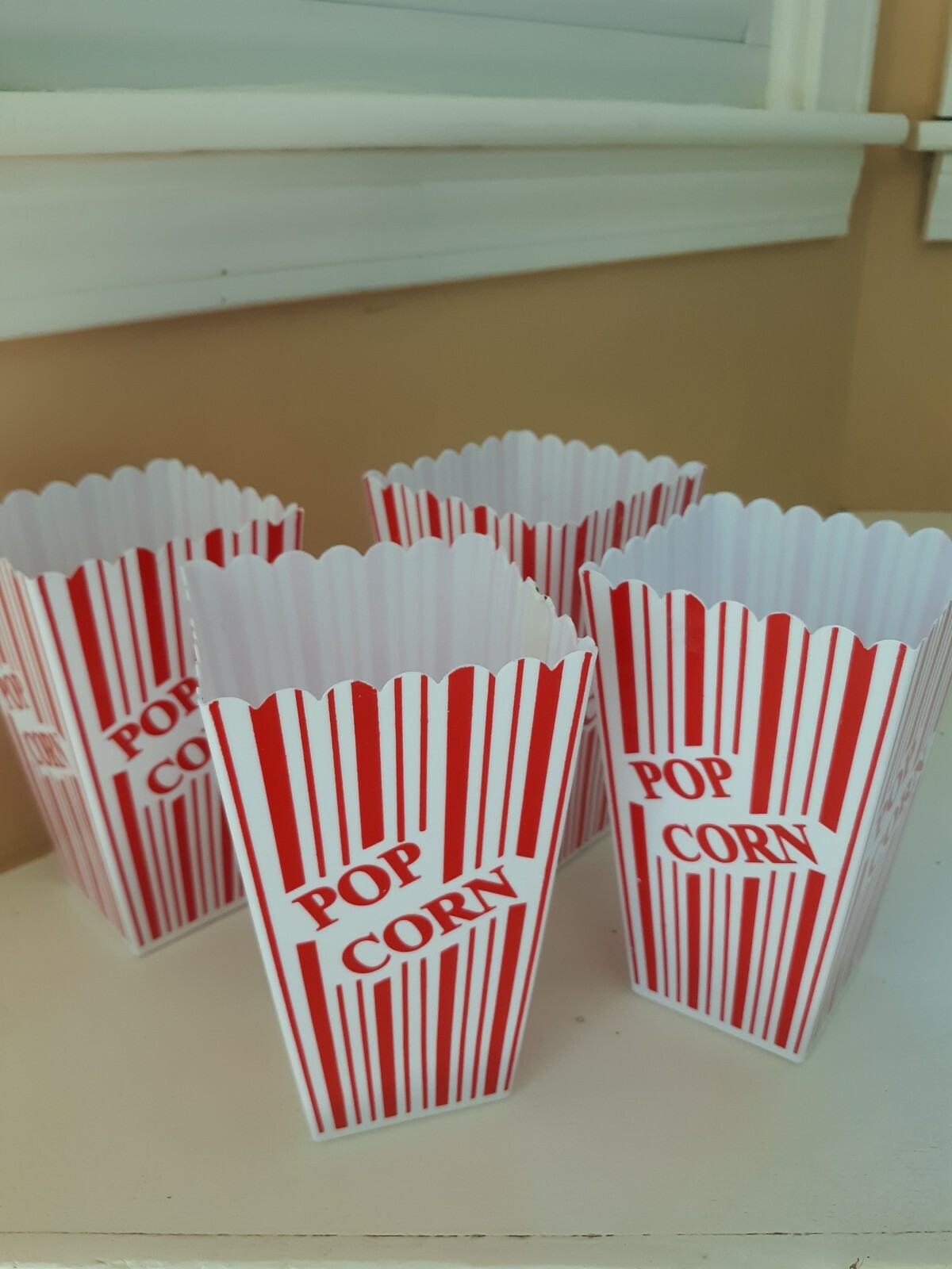 4 REUSABLE NOVELTY PLASTIC POPCORN BOX CONTAINERS | eBay