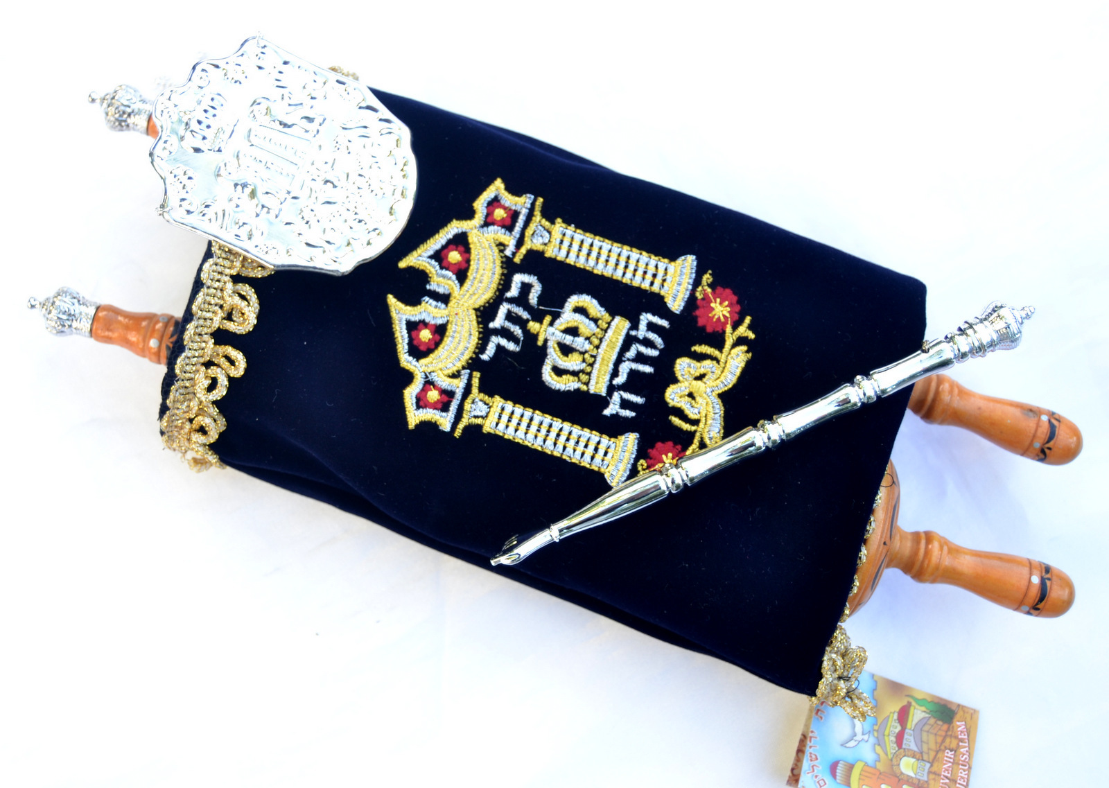 Beautiful Judaica sefer torah Scroll Book Hebrew Bible & yad pointer ...