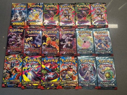 Lot of 18 Pokemon TCG Assorted Booster Packs Loose From Mega Charizard ...
