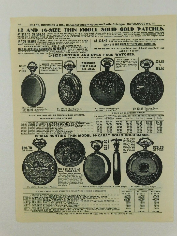 Coin Silver American Watches Sears Roebuck Vintage Advertisement ...