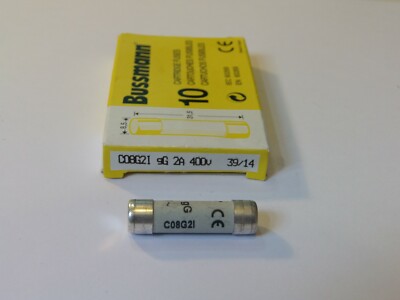C08G2I gG 2A 400V BUSSMANN FUSE 2AMPS SIZE - 8.5mm x 31.5mm QTY 1 FUSE ...