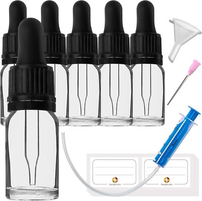 10ml-6pcs Pipette Glass Bottle - Clear Glass Pharmacy Jar Set with ...