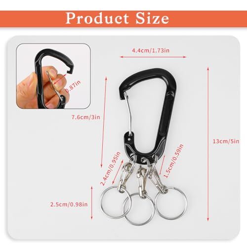 Multifunctional Keychain Clip, D Ring Shape 3 Hole Key Carabiner with ...