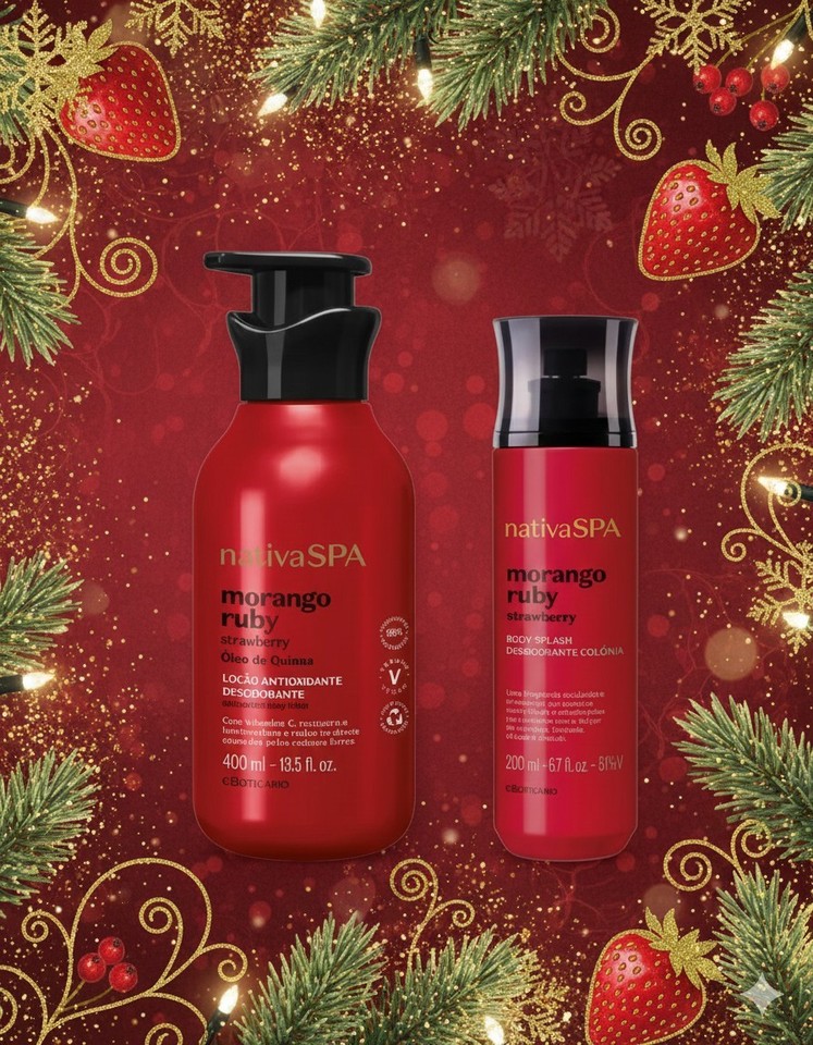 Boticário Nativa Spa Strawberry Ruby Body Splash 200 ml + Body Lotion ...