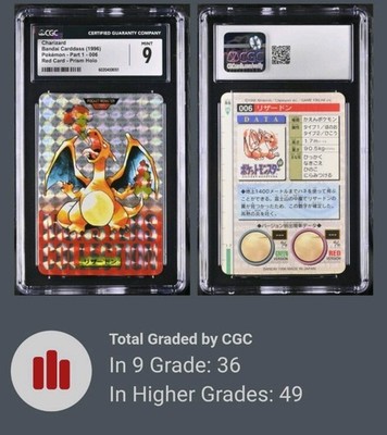 1996 Pokemon Charizard Red Prism 006 Bandai Carddass Vending Mint ...