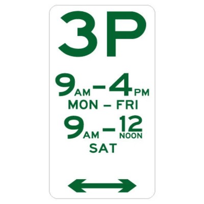 R5-3D 3 Hour Parking (Double Arrow) (Regulatory) | Regulatory Parking ...