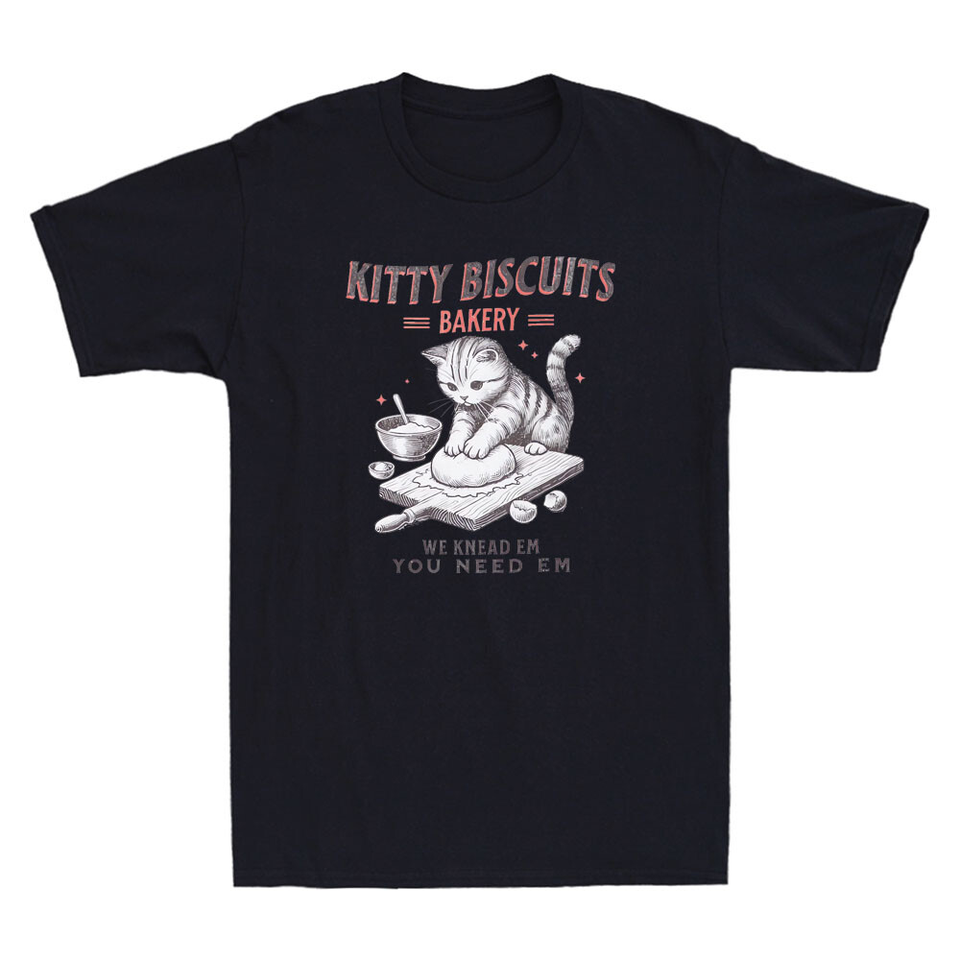 Kitty Biscuits We Knead Em You Need Em Funny Cat Baking Meme Retro Men ...