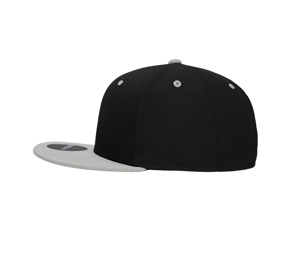 Black & Gray Fitted Flat Bill Plain Solid Blank Baseball Ball Cap Caps ...