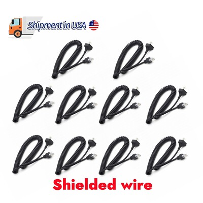 10x 8Pin-8 Pin Microphone Cable Coiled Cord for Kenwood Mobile KMC30 TK ...