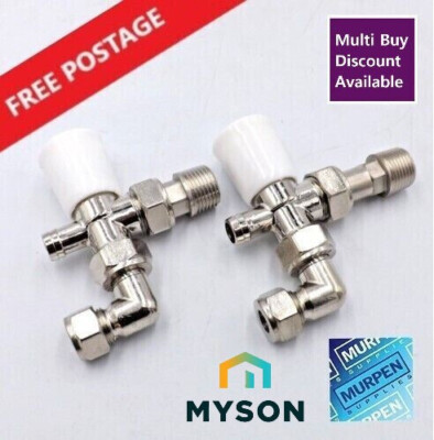 10mm Myson Matchmate 90° lockshield & drain off radiator valve (Qty 2 ...