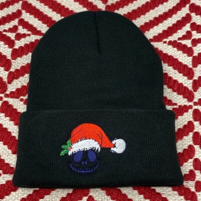 Santa Sandy Clause Jack Black Beanie Embroidered Red, White, Green And ...