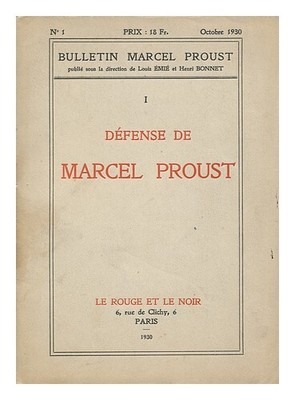 PROUST, MARCEL [ET AL] Defense De Marcel Proust. [By Various Authors ...