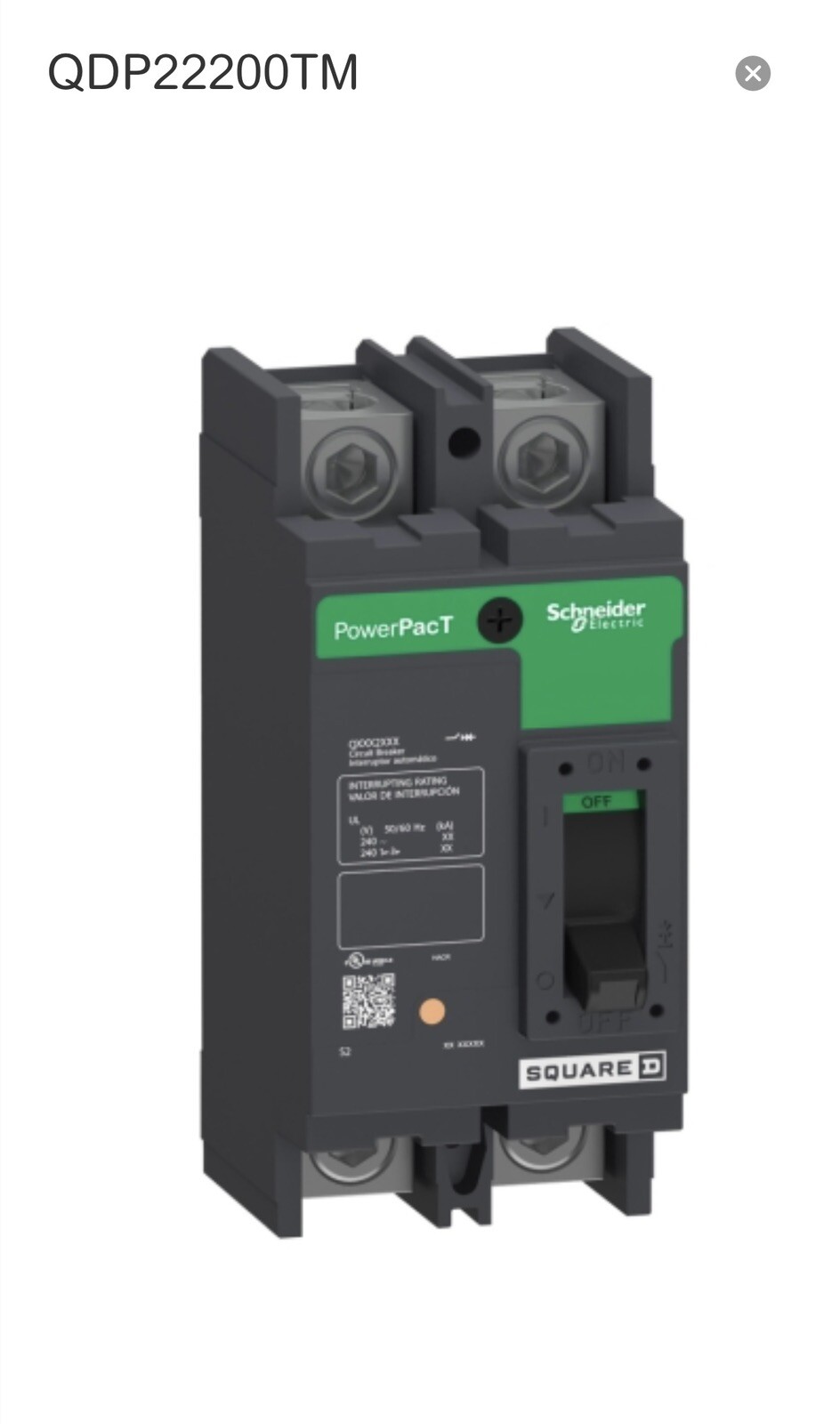 Square D QDP22200TM PowerPact Q 200A Molded Case Circuit Breaker ...