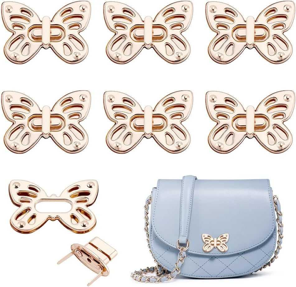 6 Pcs Butterfly Twist Purse Turn Locks, Light Gold Wallet Closure Twist ...