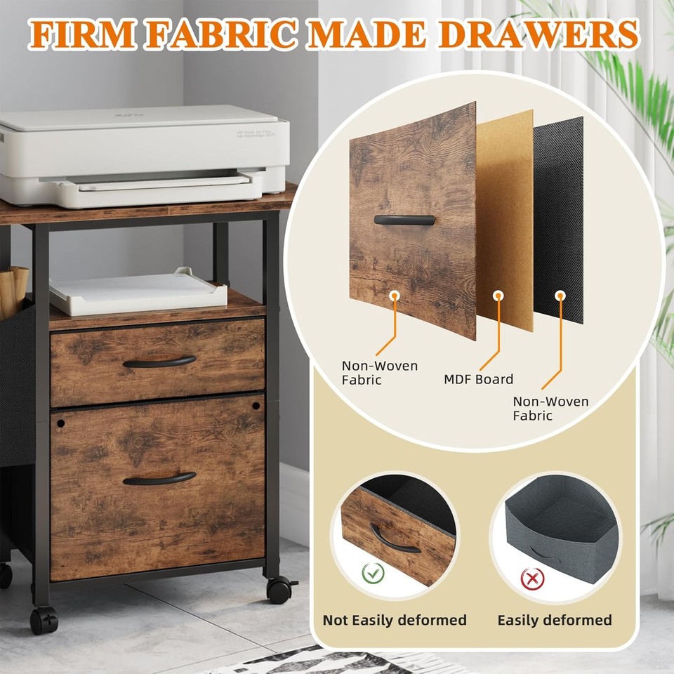 GYIIYUO Double Drawer Filing Cabinet with 24-inch Extended Desktop ...