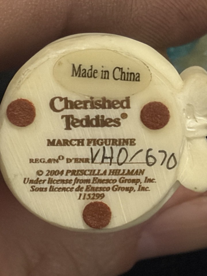 Amazing 2004 115229 Cherished Teddies March Bear Priscilla Hillman No Chips! | eBay
