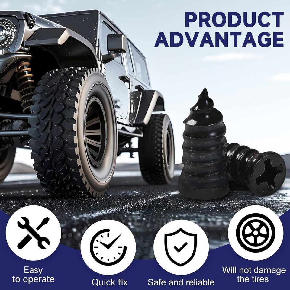 100PCS Rubber Tire Nail Repair Kit Screw In Tire Plugs for Car Truck ...