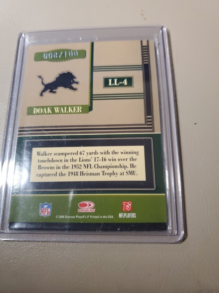 2006 DOAK WALKER LEAF LIMITED LIMITED LEGENDS CARD DETROIT LIONS 008/ ...