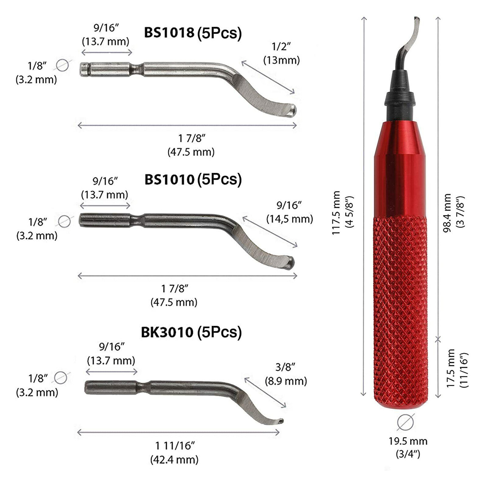 Deburring Tool + 15 High Speed Steel Rotary Burr Removal Blades ...