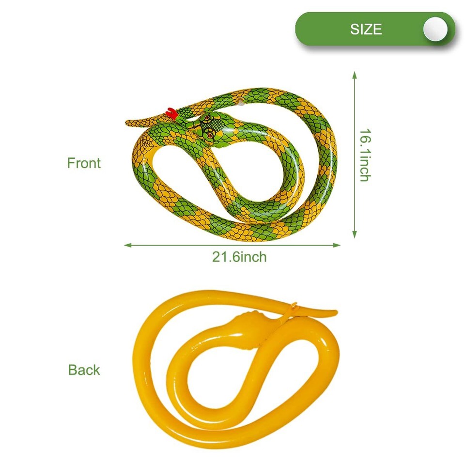 4 Pack Large Inflatable Snakes Pool Floats Blow Up Fake Snakes Trick ...