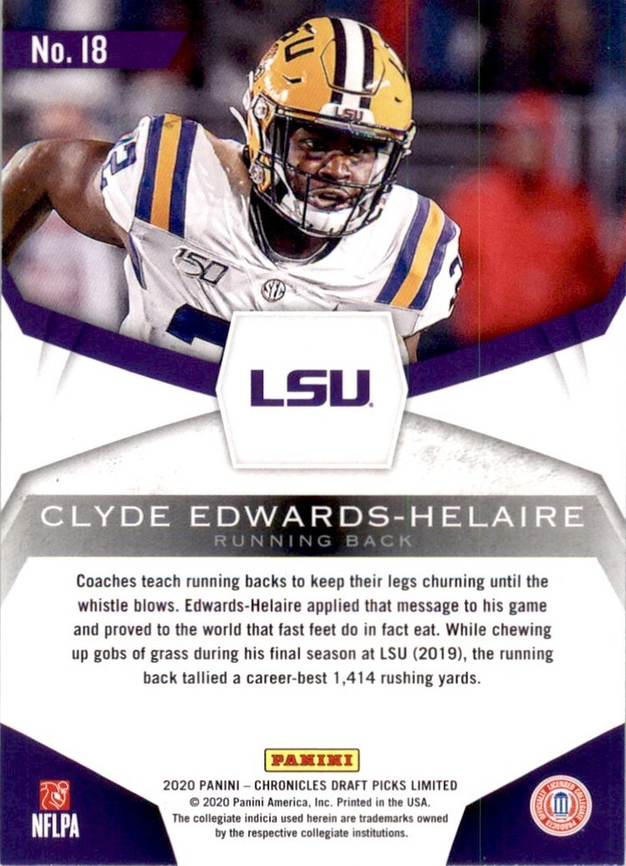 2020 Limited Phenoms Clyde Edwards-Helaire RC LSU #18 | eBay