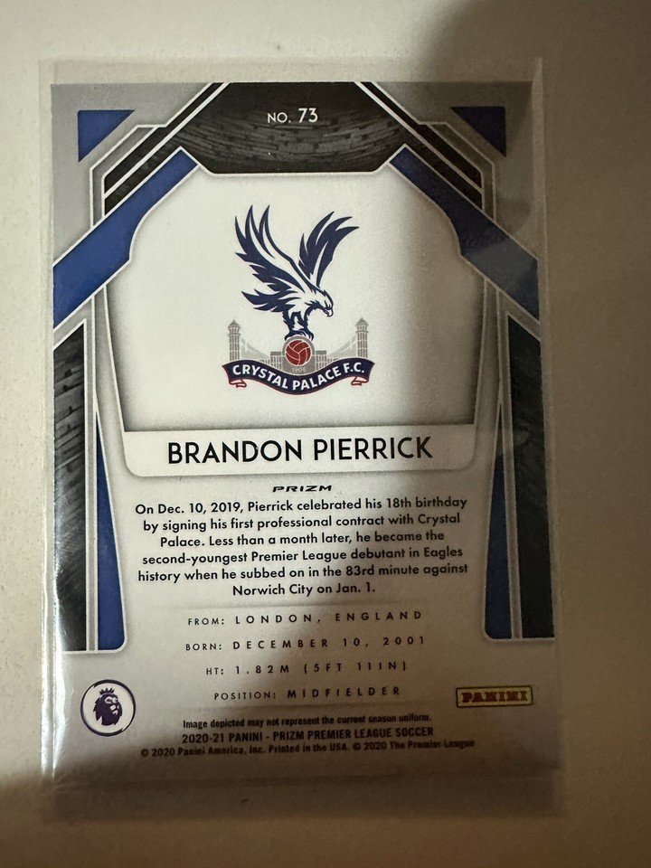 2020-21 Prizm Premier League Brandon Pierrick RC Green Yellow Wave #73 ...