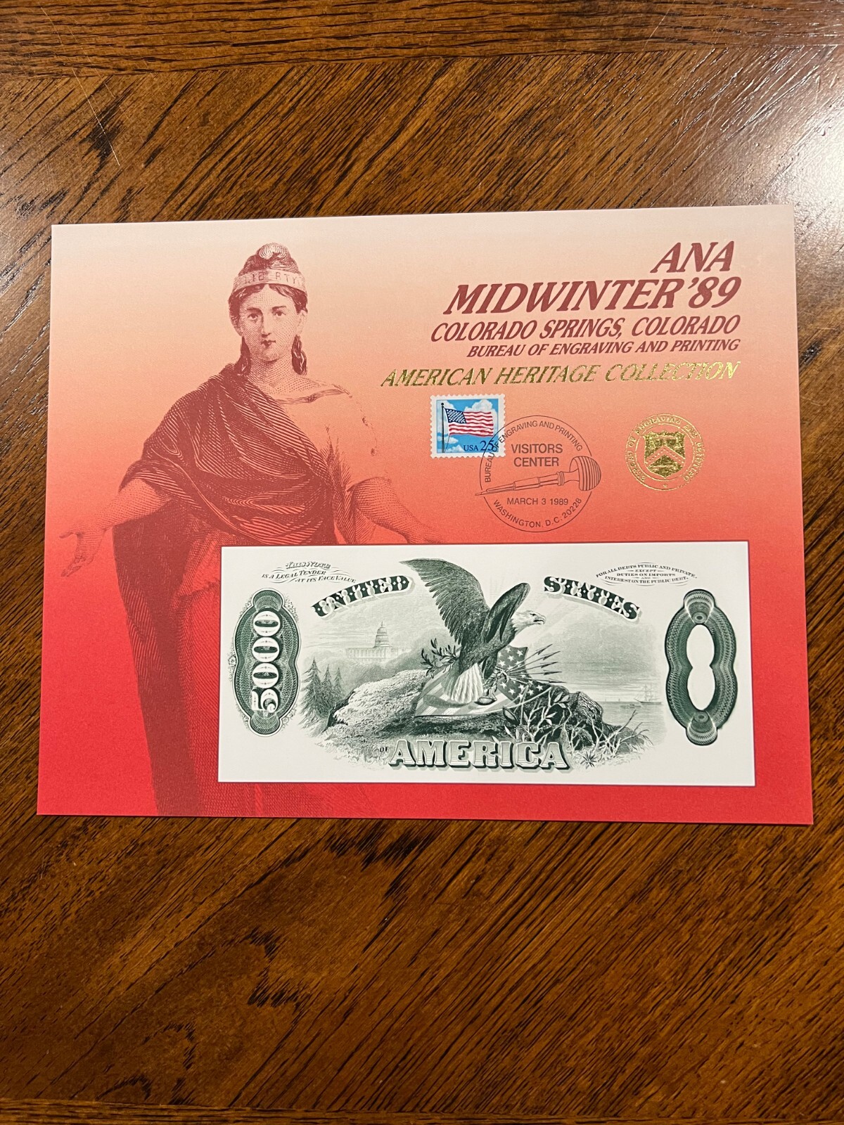 BEP Money Numismatic Souvenir Card B124 Nice BEP Visitor Center ...