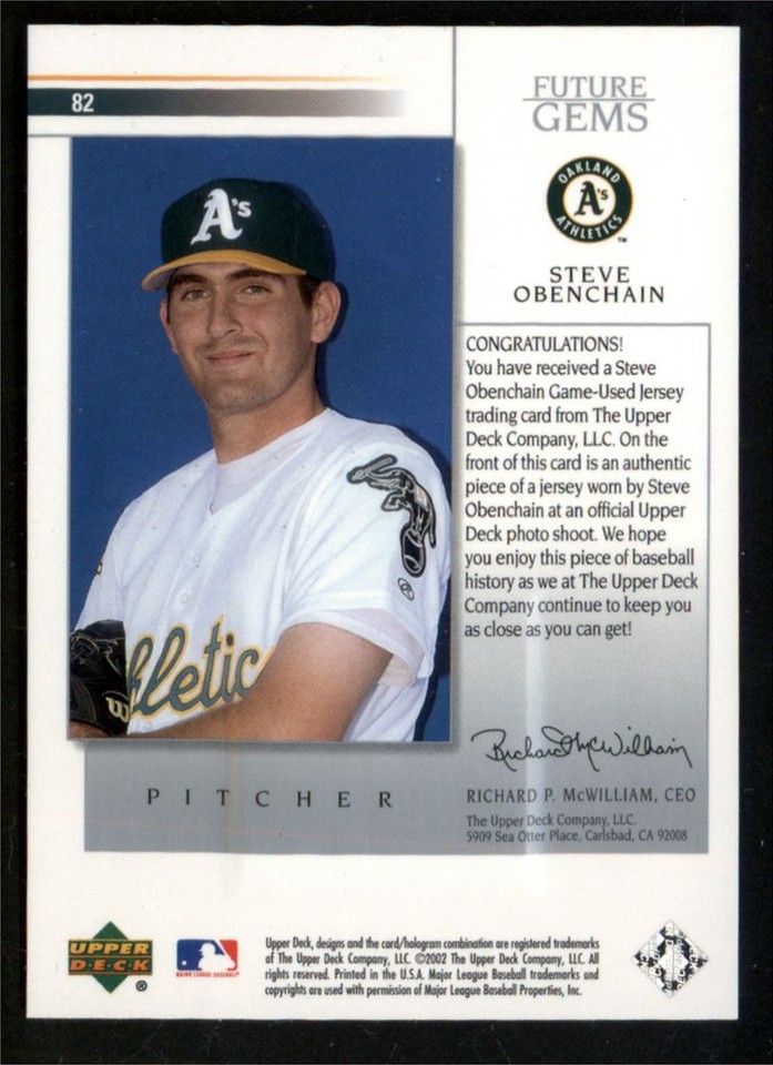 2002 Upper Deck Steve Obenchain Oakland Athletics #82 | eBay