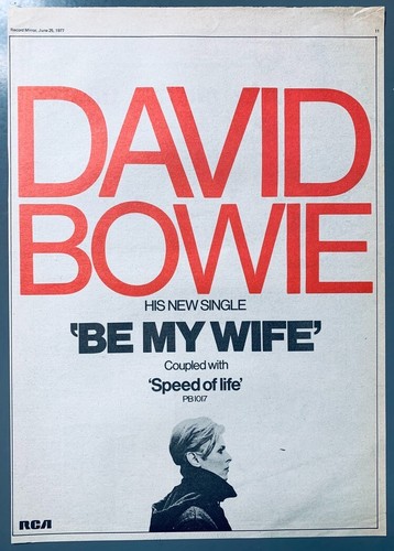 DAVID BOWIE vintage 1977 POSTER ADVERT BE MY WIFE Speed of Life LOW | eBay