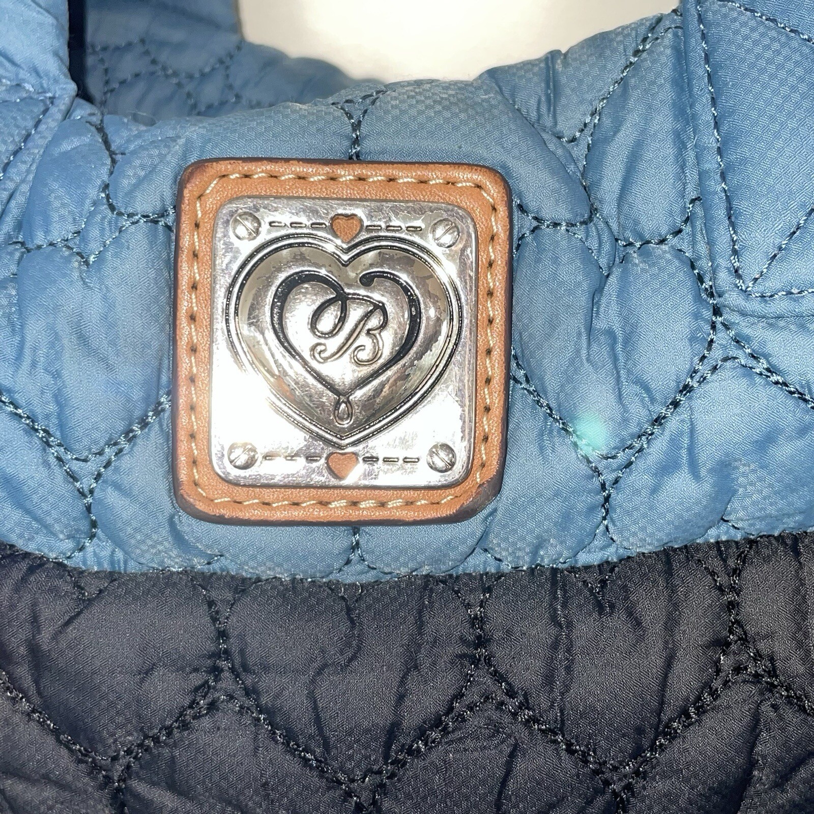 BRIGHTON Kayden Colorblock Blue Black Heart Quilted Crossbody Bag ...