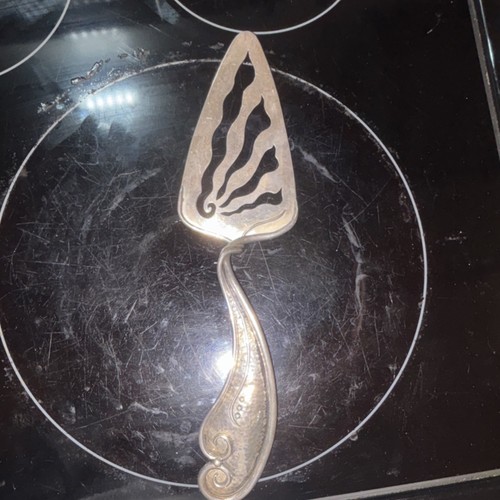 Silver Metal Pie Server Hammered Finish Scroll Handle Cutout Design | eBay