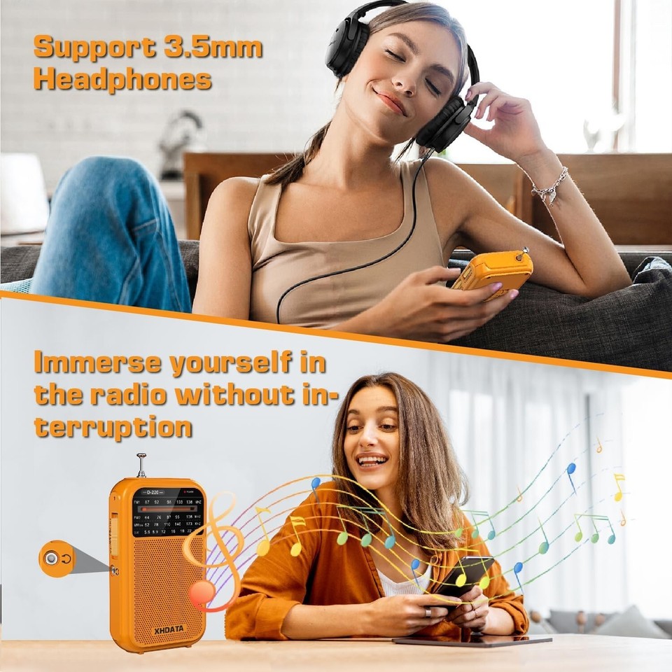 D220 Portable Radio AM FM SW Shortwave Radio Receiver Pocket Radio, 2 ...