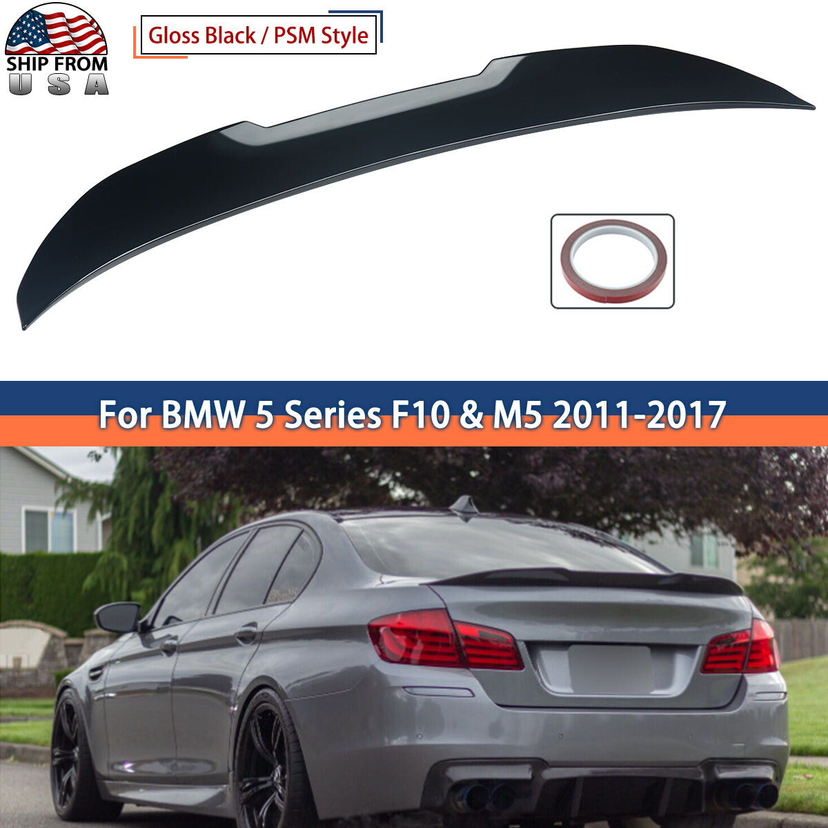 For 11-17 BMW 5 Series F10 F18 528i 550i 535i Gloss Black PSM Style ...