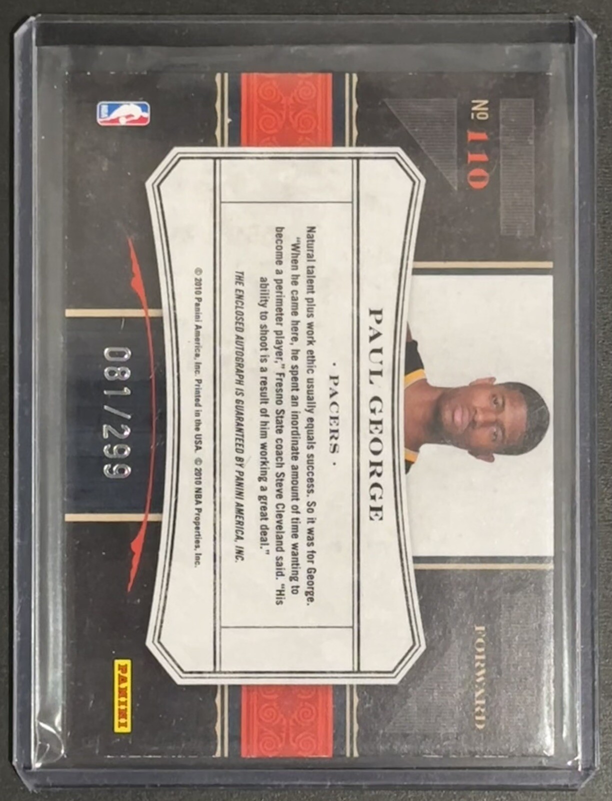 2011 Panini Timeless Treasures Paul George Rookie Recruits Auto /299 ...