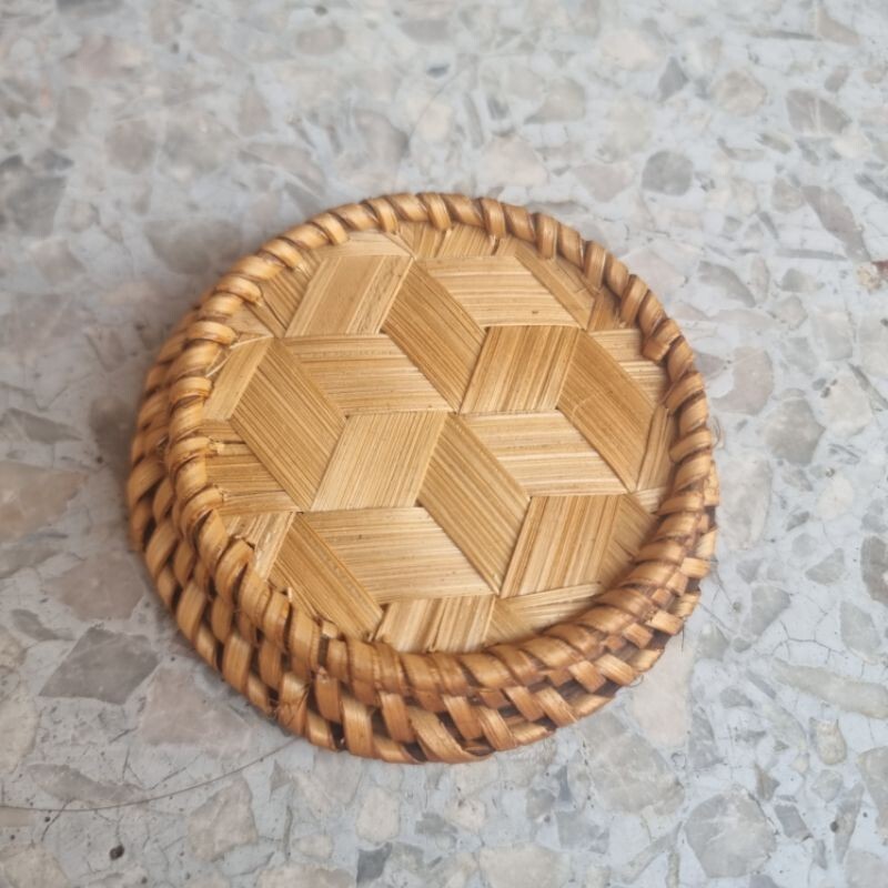 4 pcs. Drink Coasters Bamboo Cheap Coasters, Rattan Weave, Bamboo Weave ...