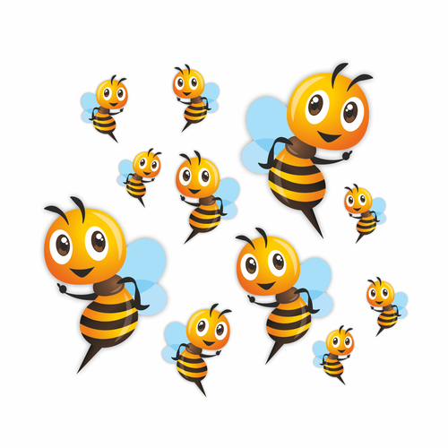 x11 Cartoon Bee Stickers Decor Graphics Bumblebee Peel & Stick Decals ...