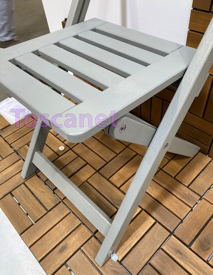 IKEA BONDHOLMEN Foldable Chair, Gray/Outdoor Durable Wood 004.735.27 ...
