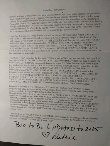 DEBORAH DUTCH Hand Signed Autograph 8X10 BIO SHEET -SEXY SCREAM QUEEN ...