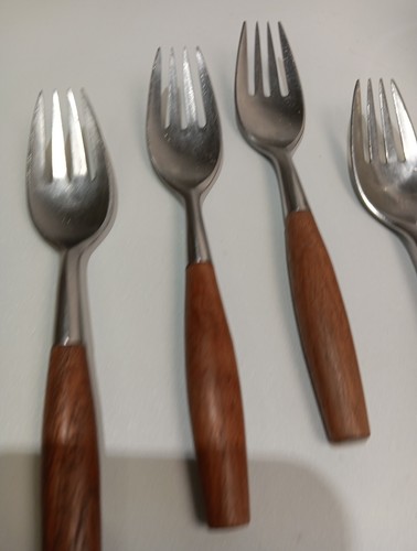 Vintage Dansk Designs Fjord IHQ Dinner Forks 4 Pc Teak Wood Set MCM ...