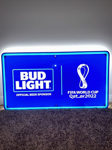 Bud Light LED Sign Bar Pub Man Cave Beer Fifa world cup qatar 2022 ...