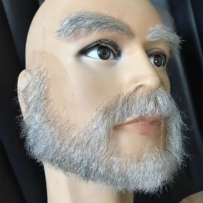 Men's fake beard 100% -human hair facial beard cosplay brown ...